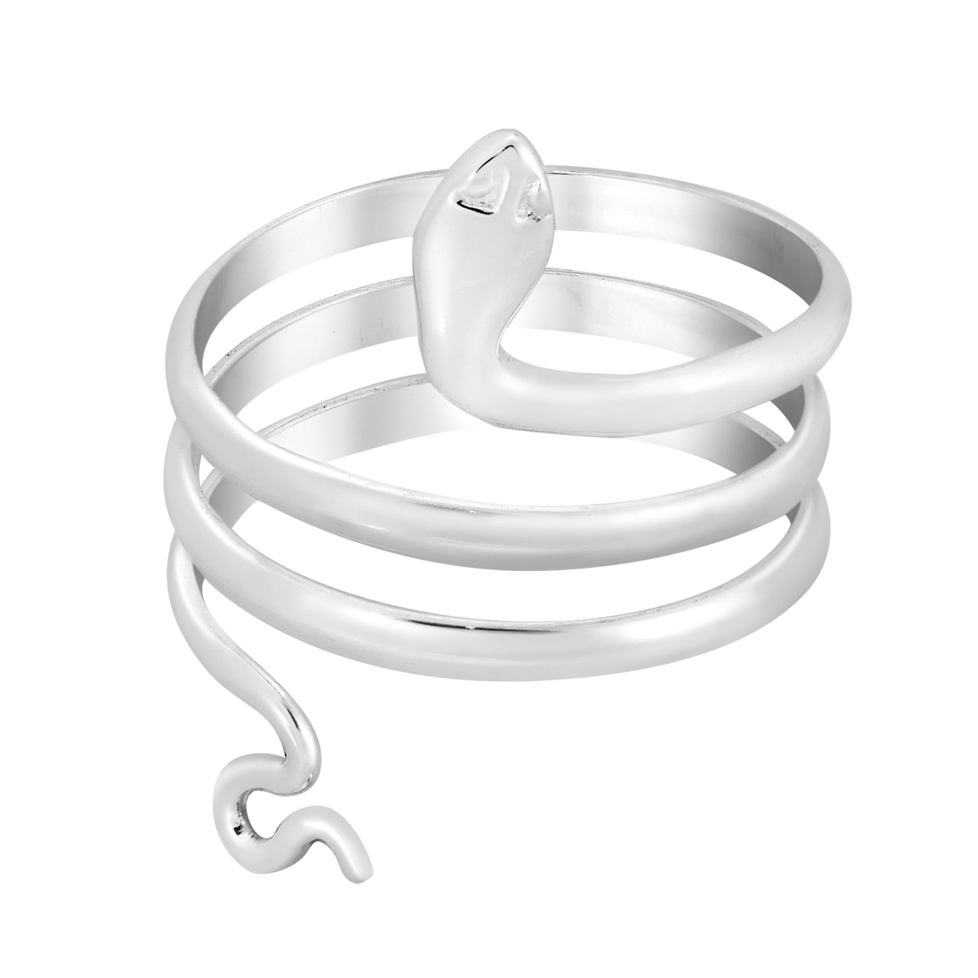 Coiled Serpent Snake Wrap Around Spiral Sterling Silver Ring-8 ...