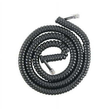 Power Gear 25ft. Coiled Telephone Cord, Black, for Home or Office ...