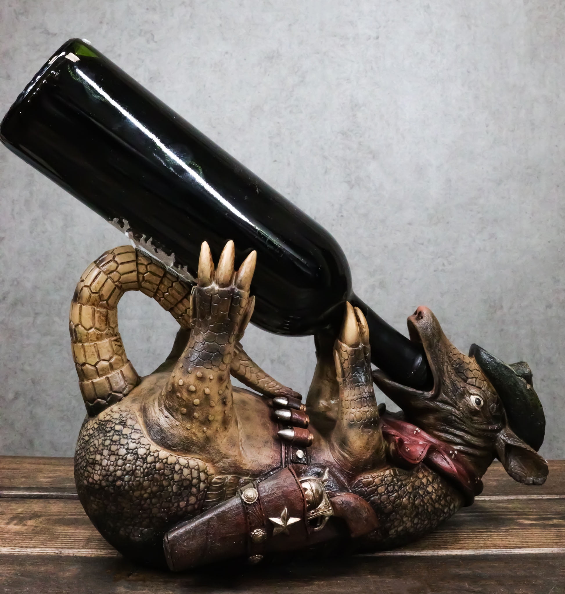 Coiled Tipsy Drunk Armored Cowboy Sheriff Armadillo Booze Guzzler Wine ...
