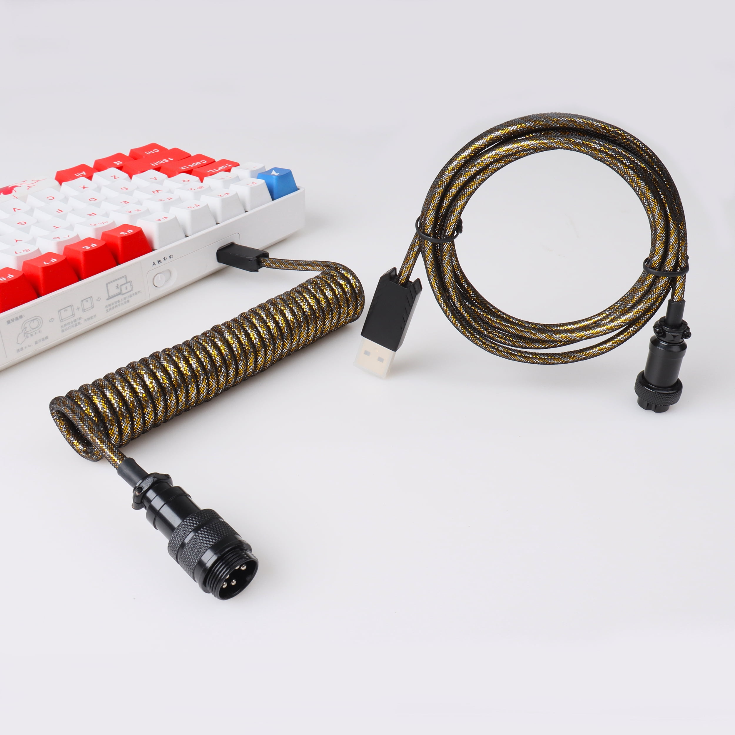 Coiled Type C USB C aviator Coiled Cable for Mechanical Keyboard Cable ...