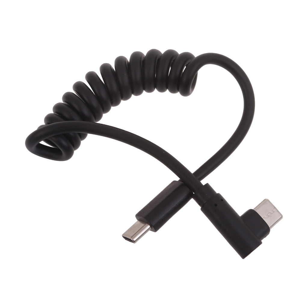 Coiled Type C to Type C Cord 90 Degree Right Angle Cord Flexible ...