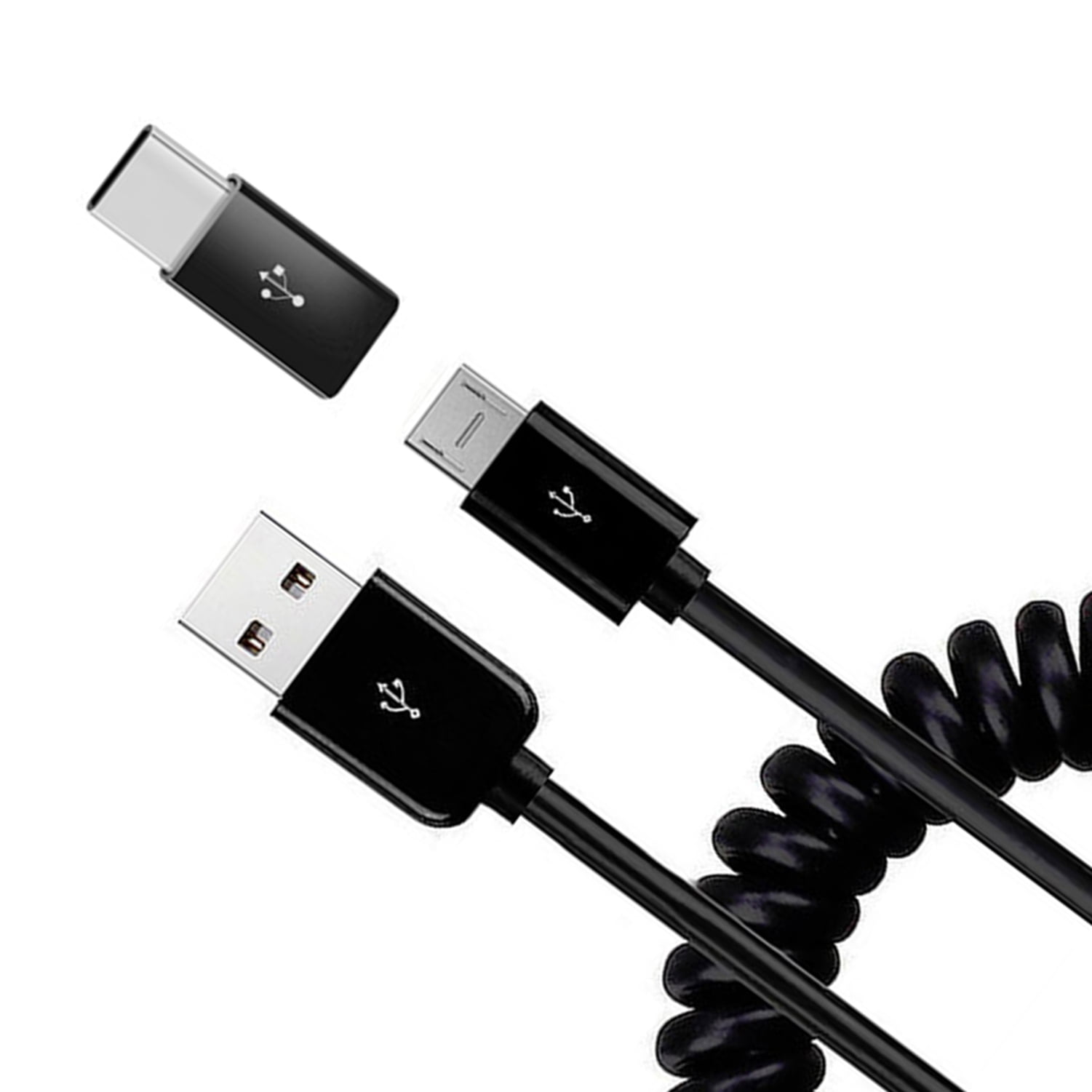 Coiled USB-A to USB-C Cable for Samsung Galaxy S24/Ultra/Plus Phones ...