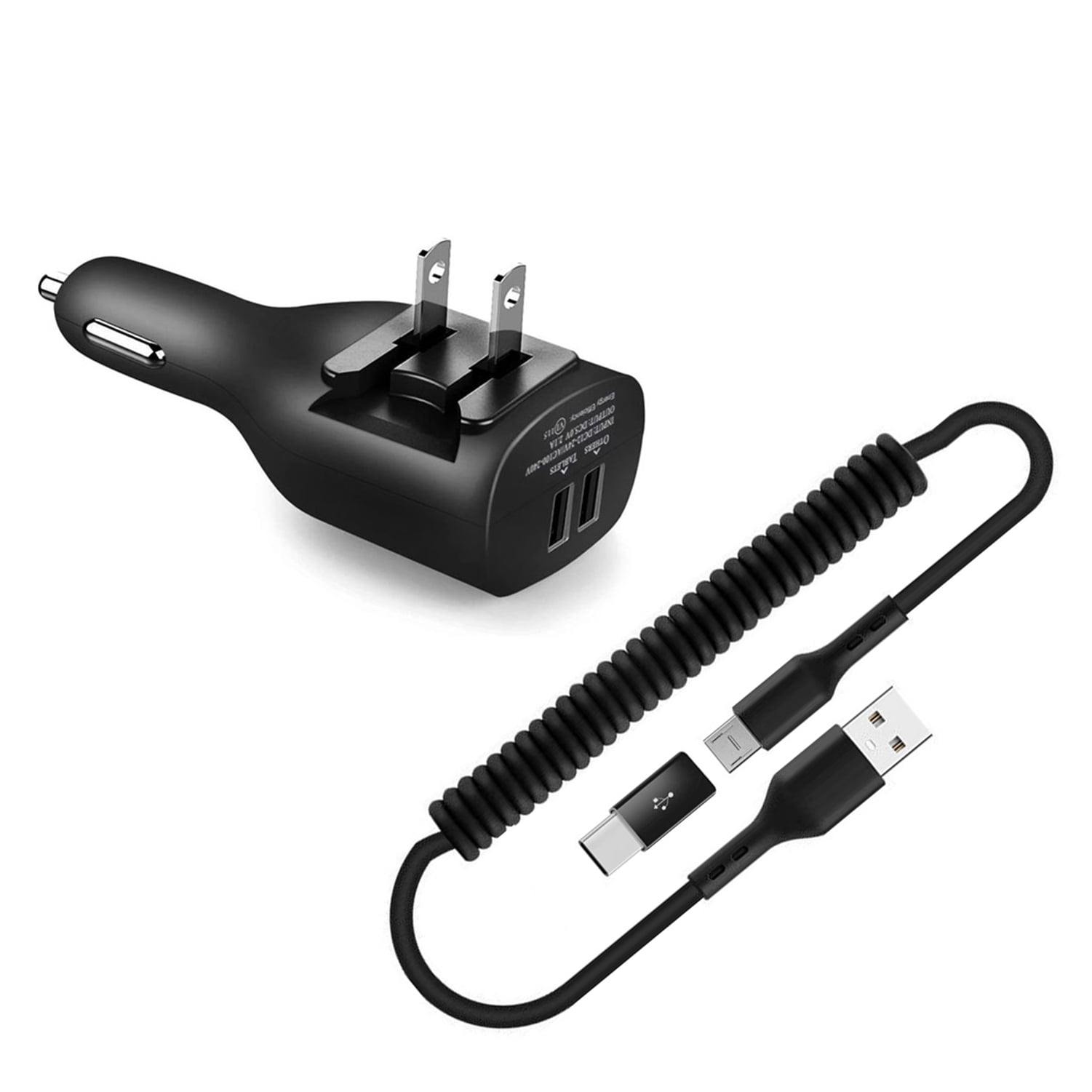 Coiled USB Cable 2-in-1 Car Home Charger for Lenovo Tab P11 (Gen 2 2023 ...
