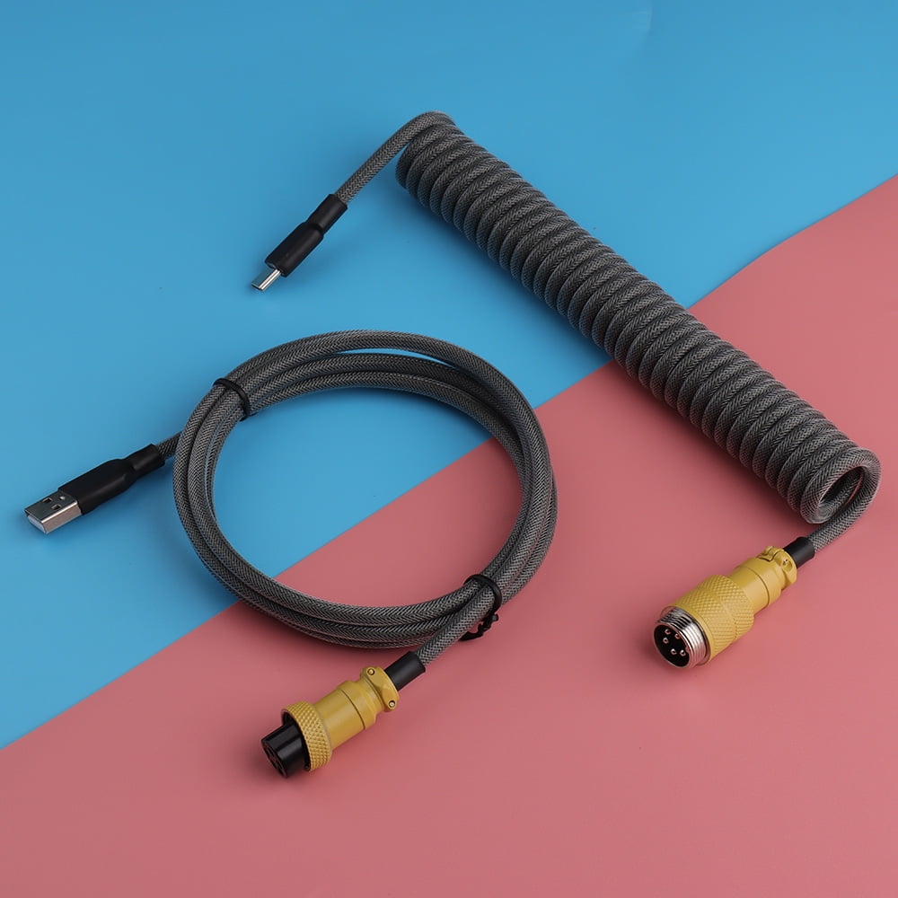 Coiled Usb c Cable Small Keyboard With Cable Metal Usb to Type c Coiled ...
