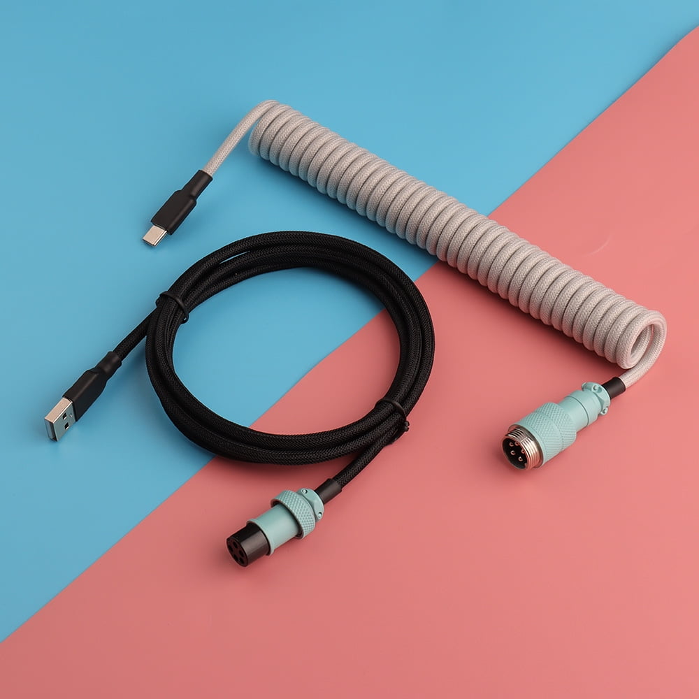 Coiled Usb c Cable Small Keyboard With Cable Metal Usb to Type c Coiled ...