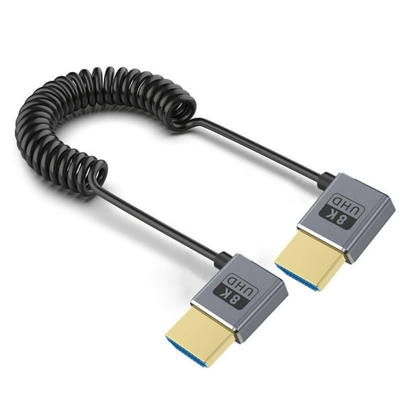 Coiled Video Cable 8K60hz 2.1 48Gbps Video Line with 90 Degree Elbow ...