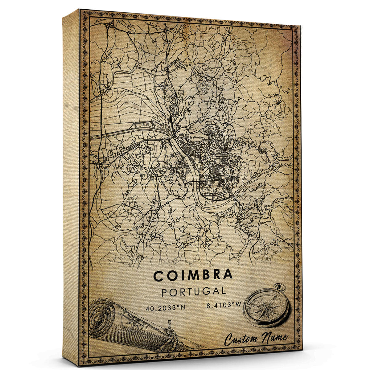 Coimbra Map Poster, Portugal Map Art Poster, Canvas, Coimbra Map City ...