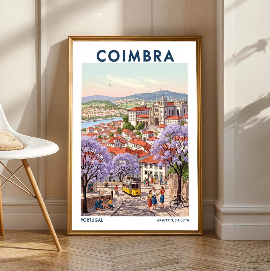 Coimbra Portugal Print: Vintage European Cityscape Art, Unframed Canvas ...