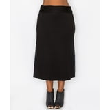 Coin 1804 Plus Size Sequin Side Contrast Fold Over Midi Skirt Black ...