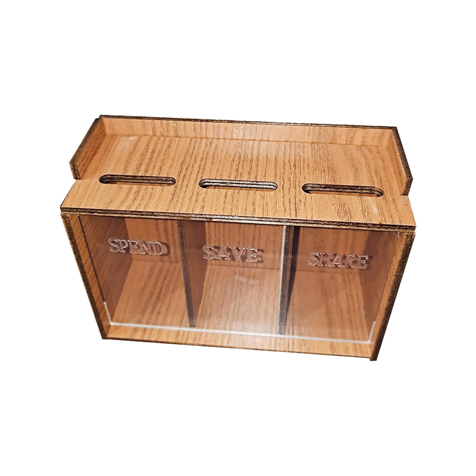 kowaku Wooden Piggy Bank, Transparent Money Saving Box, Durable ...