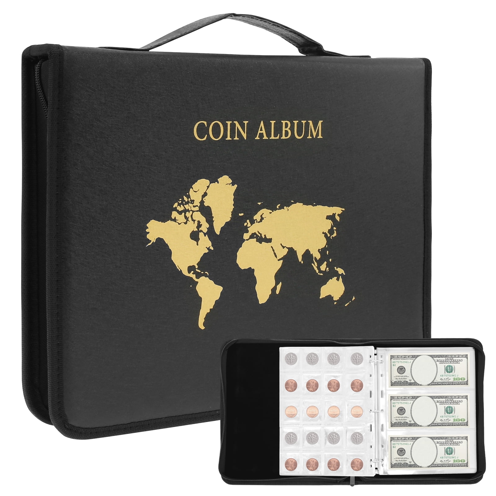 Coin Collection Book with 200 Coin Pockets and 30 Paper Money Pockets ...