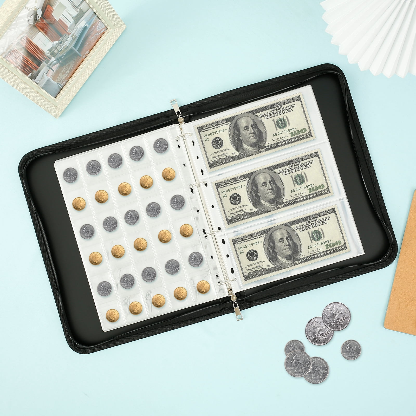 Coin Collection Book Holder for Collectors, Fireproof Coins Collection ...