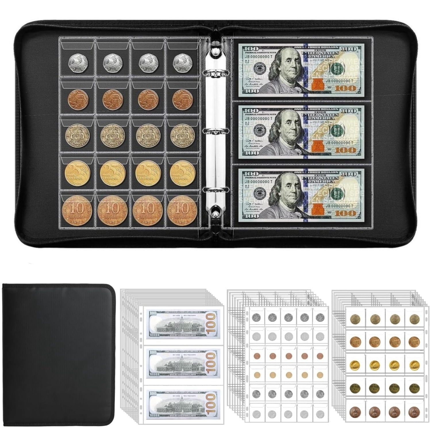 Coin Collection Book Holder,Fireproof Coin Album for Collectors ...