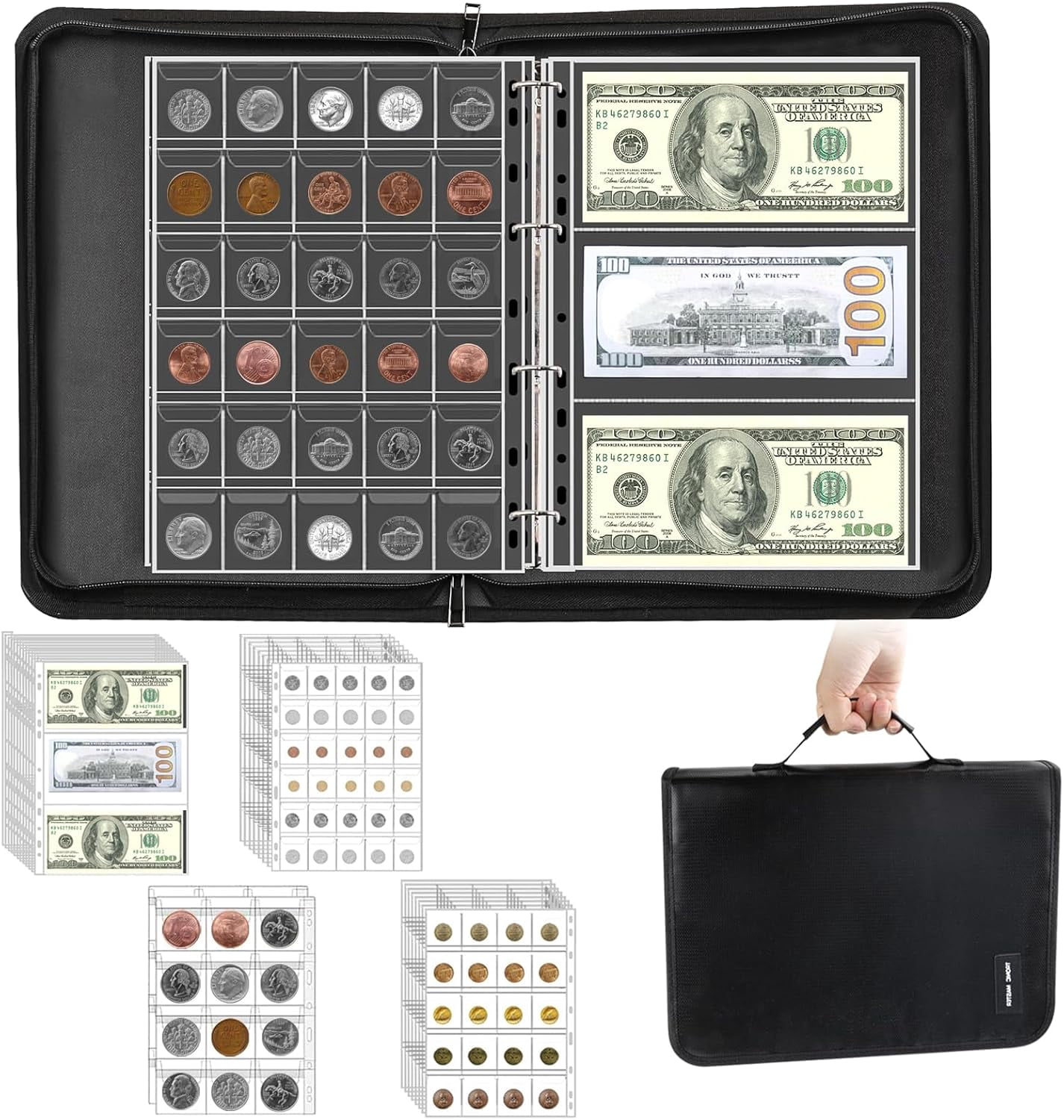 Coin Collection Book Holder Organizer - 410 Pockets Coins Collection ...