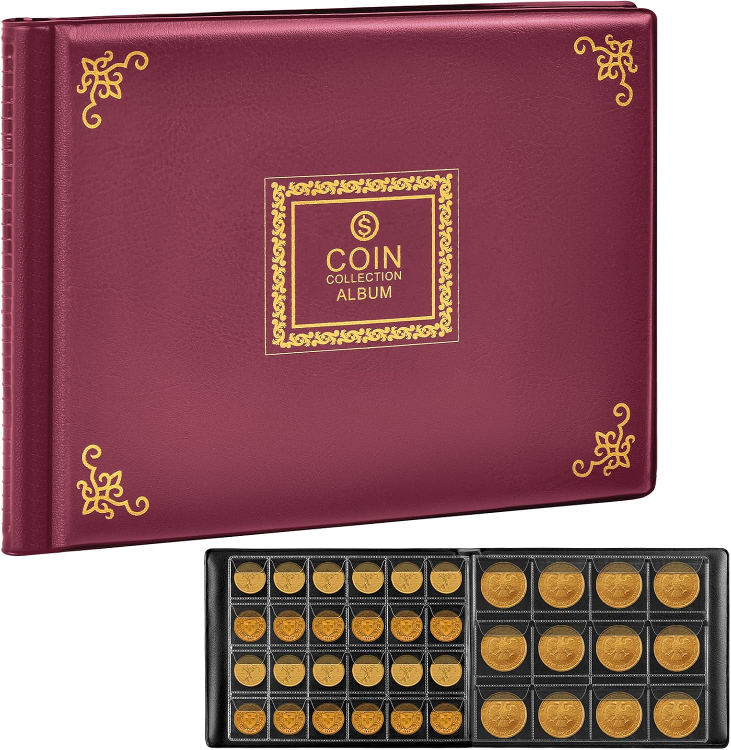 Coin Collection Supplies Holder Book for Collectors, 300 Pockets Coin ...