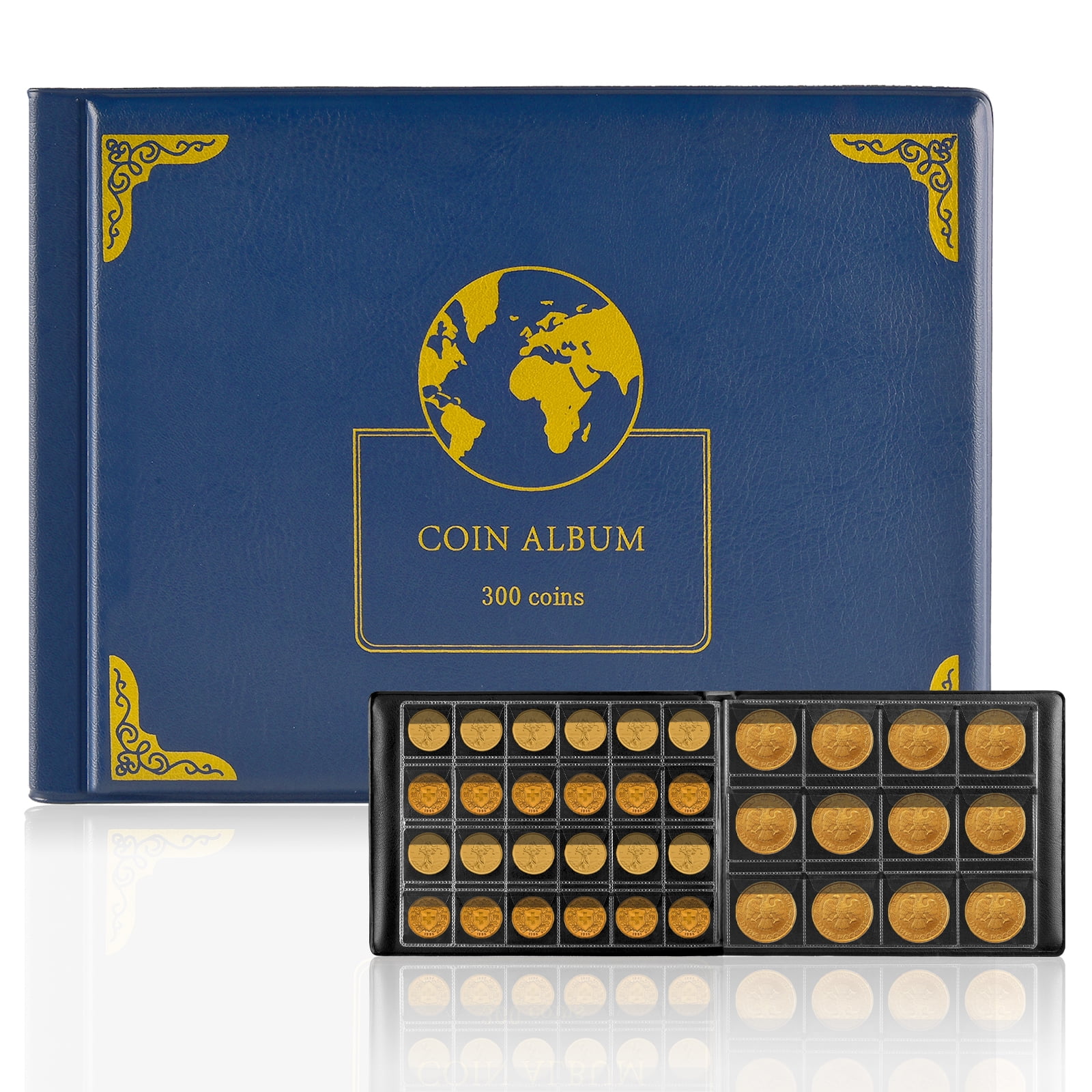Coin Collection Supplies Holder Book for Collectors, 300 Pockets Coin ...