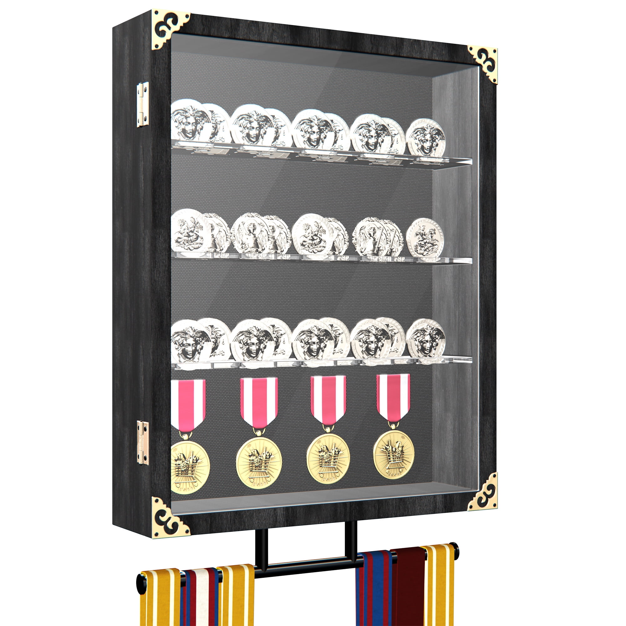 Coin Display Case Wall Mount, Challenge Coin Holder and Medal Display ...