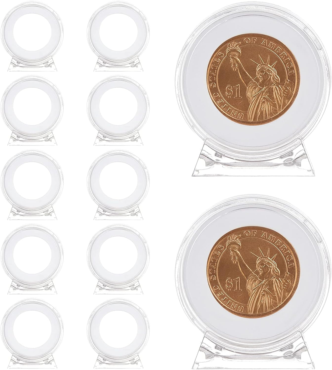 Coin Display Holder Capsules with Stand Christmas Decorations 3D Clear ...