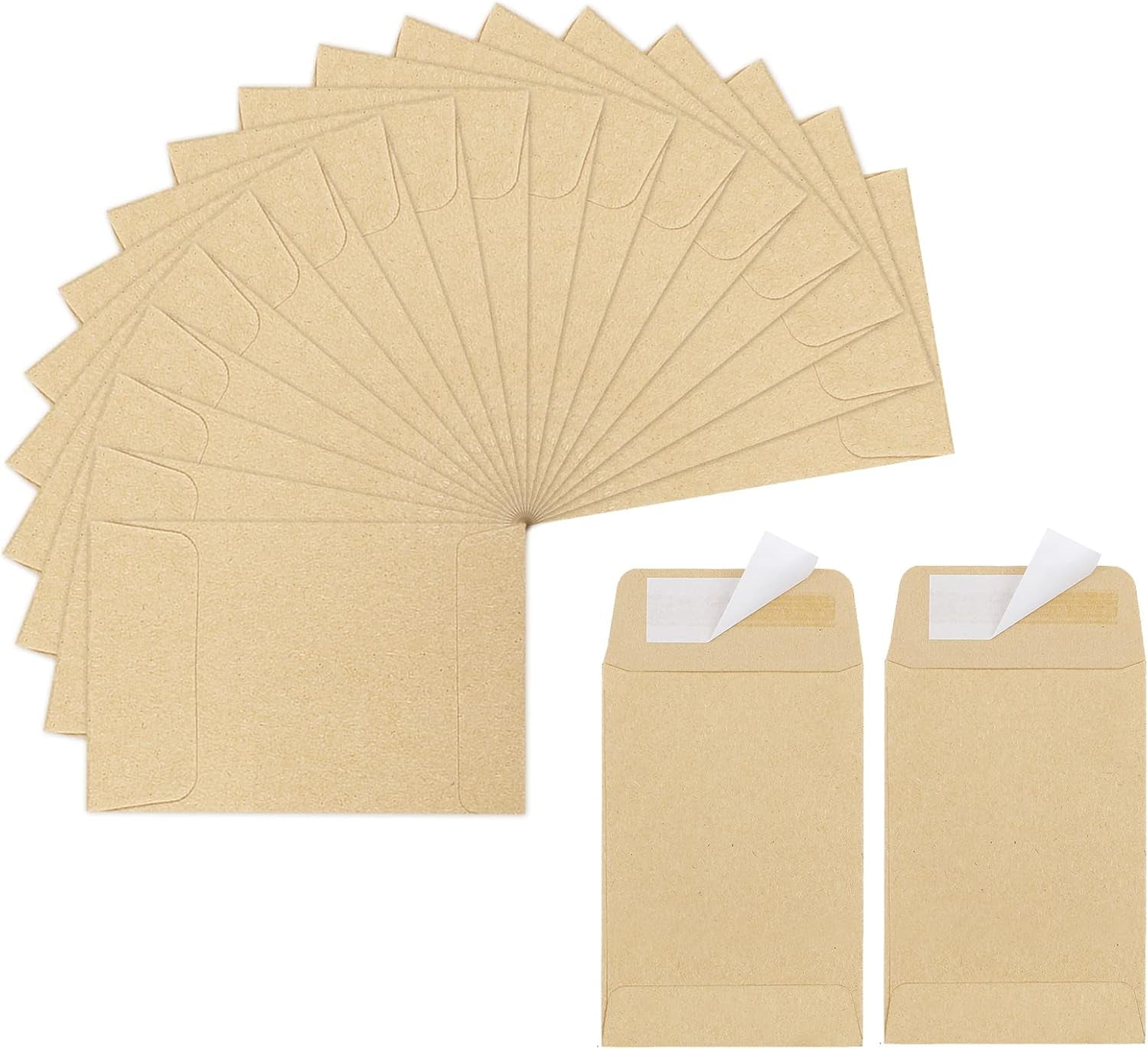 Coin Envelopes, Brown Kraft Small Seed Packets, Full-Flap Seal Mini ...