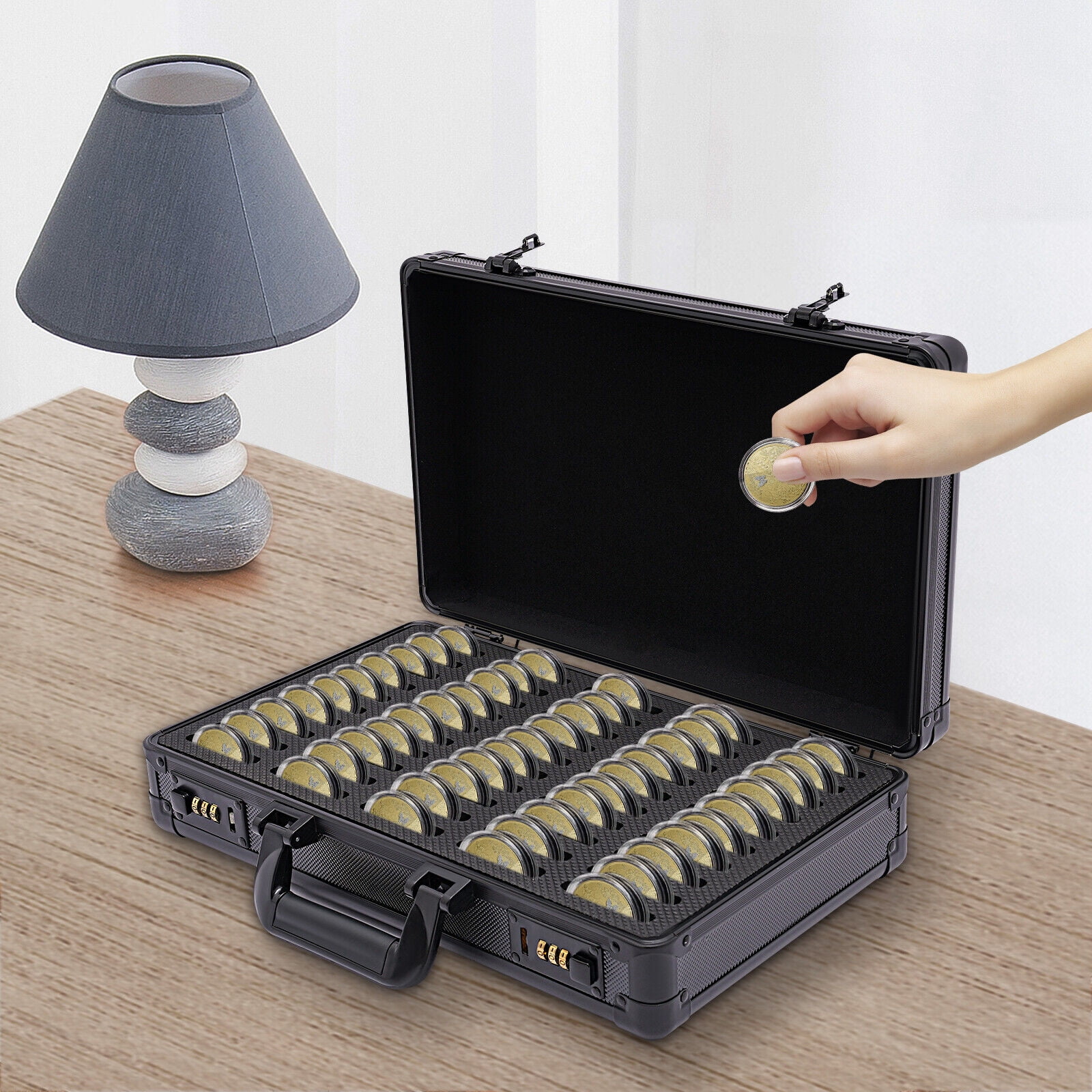 Coin Holder Display Case Compartments for 50 Coin Slabs Coin Collection ...