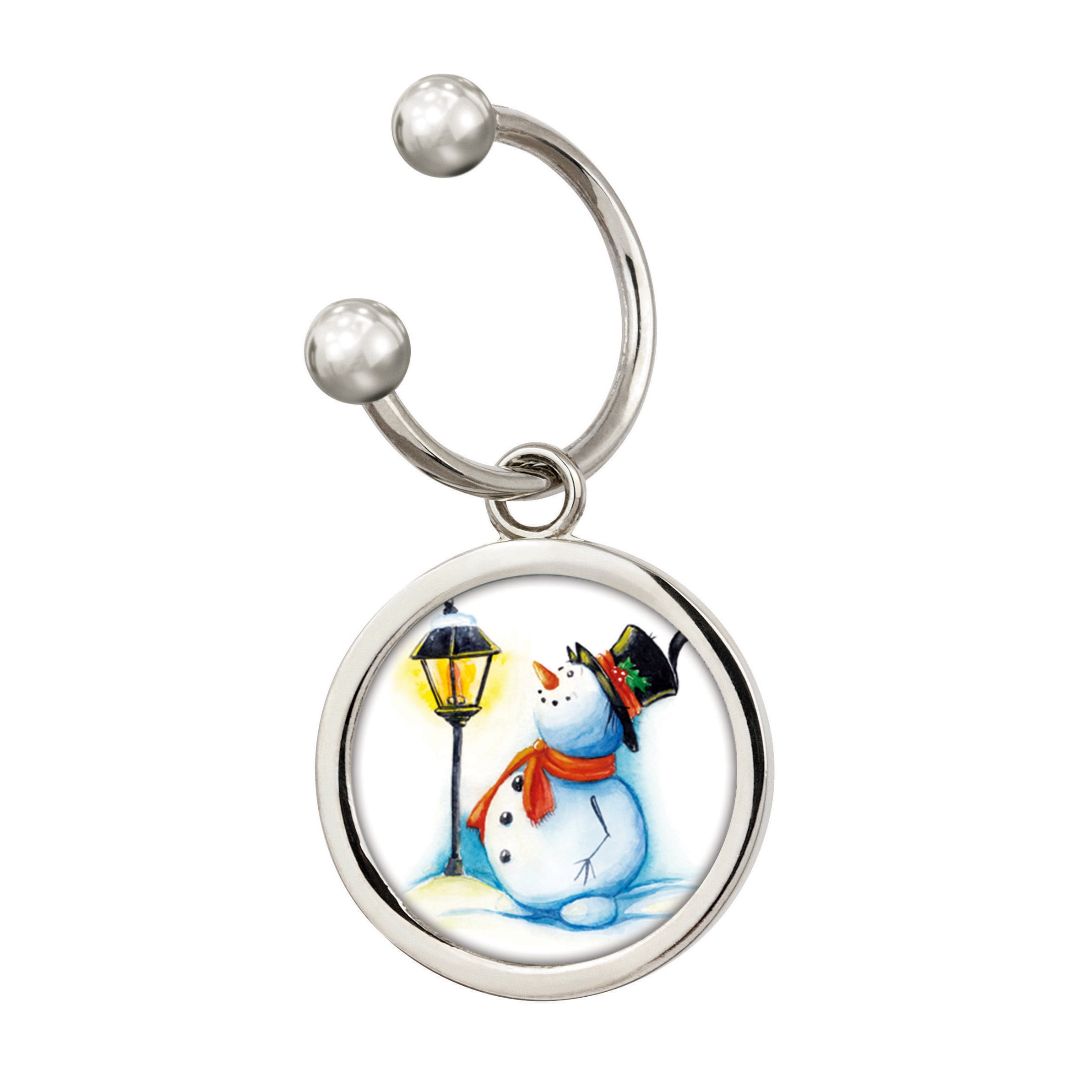 Coin Holiday Snowman Silvertone Keychain | Colorized JFK Half Dollar ...