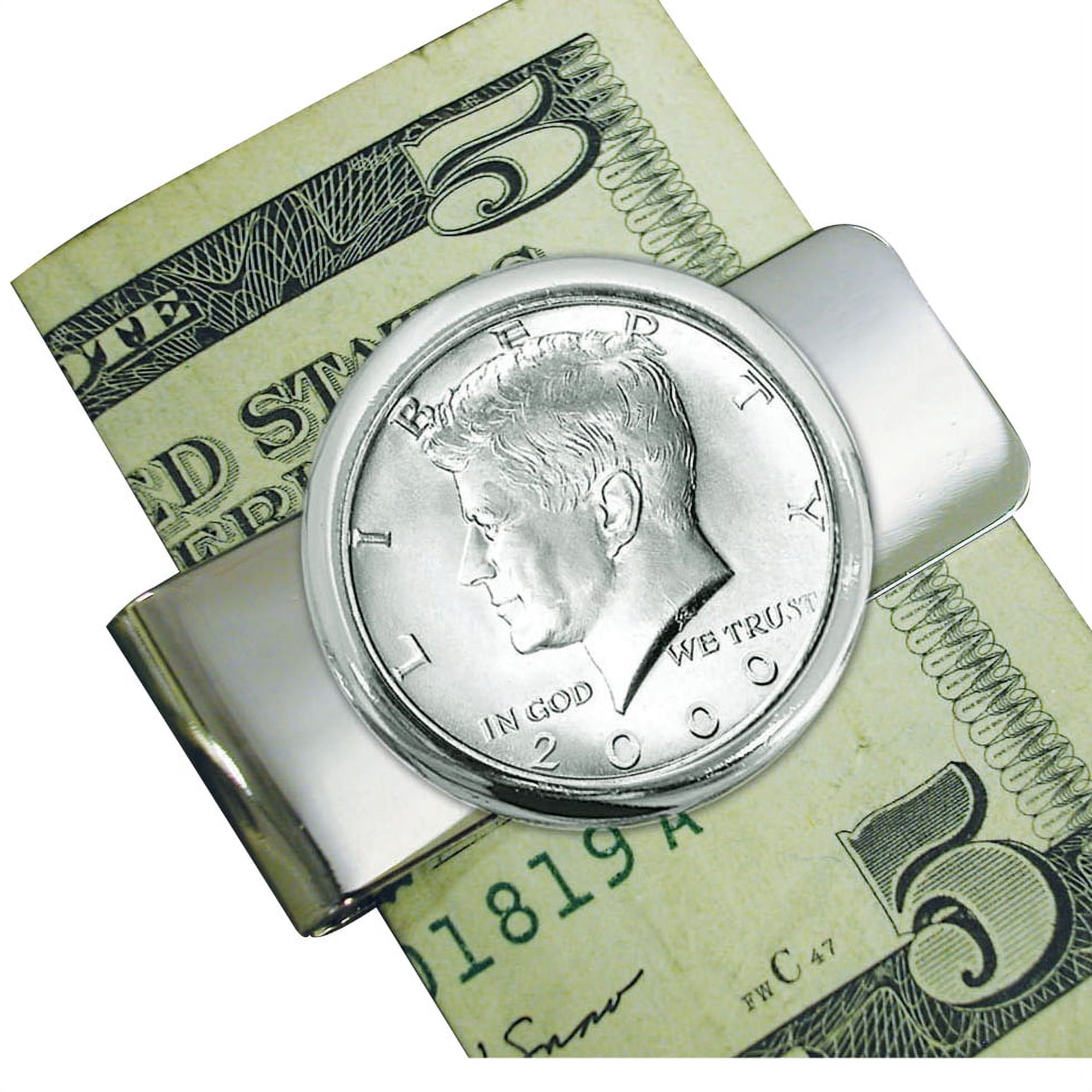 Coin Money Clip - JFK Half Dollar | Brass Moneyclip Layered in Silver ...