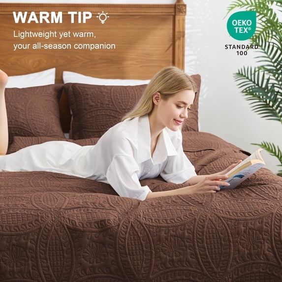 Coin Pattern Brown Twin (68"x86") Bedding Quilt Set - Walmart.com