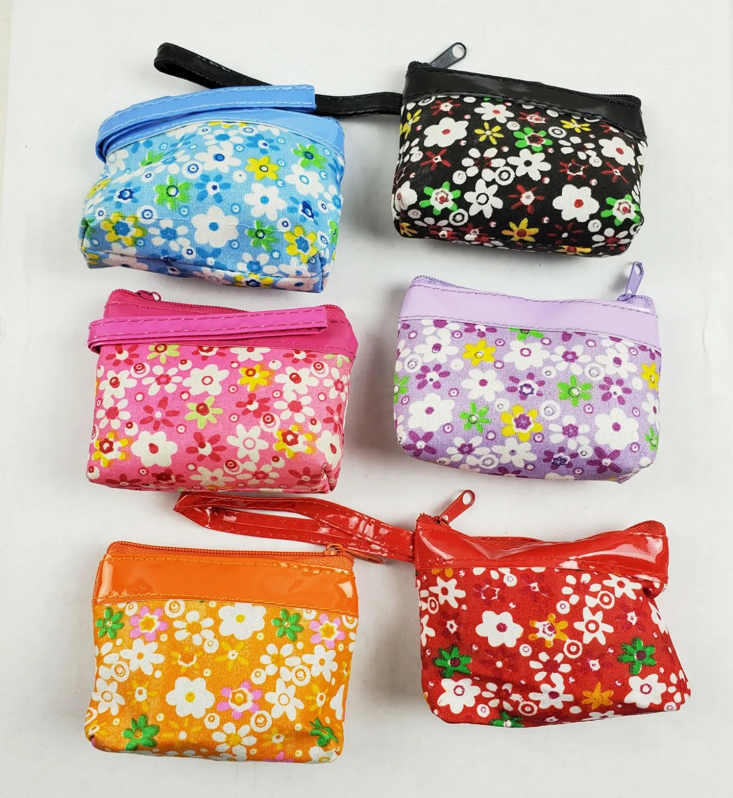 Coin Purse Bag Daisy Flower design w/Zipper Colors Assorted 6 Small ...