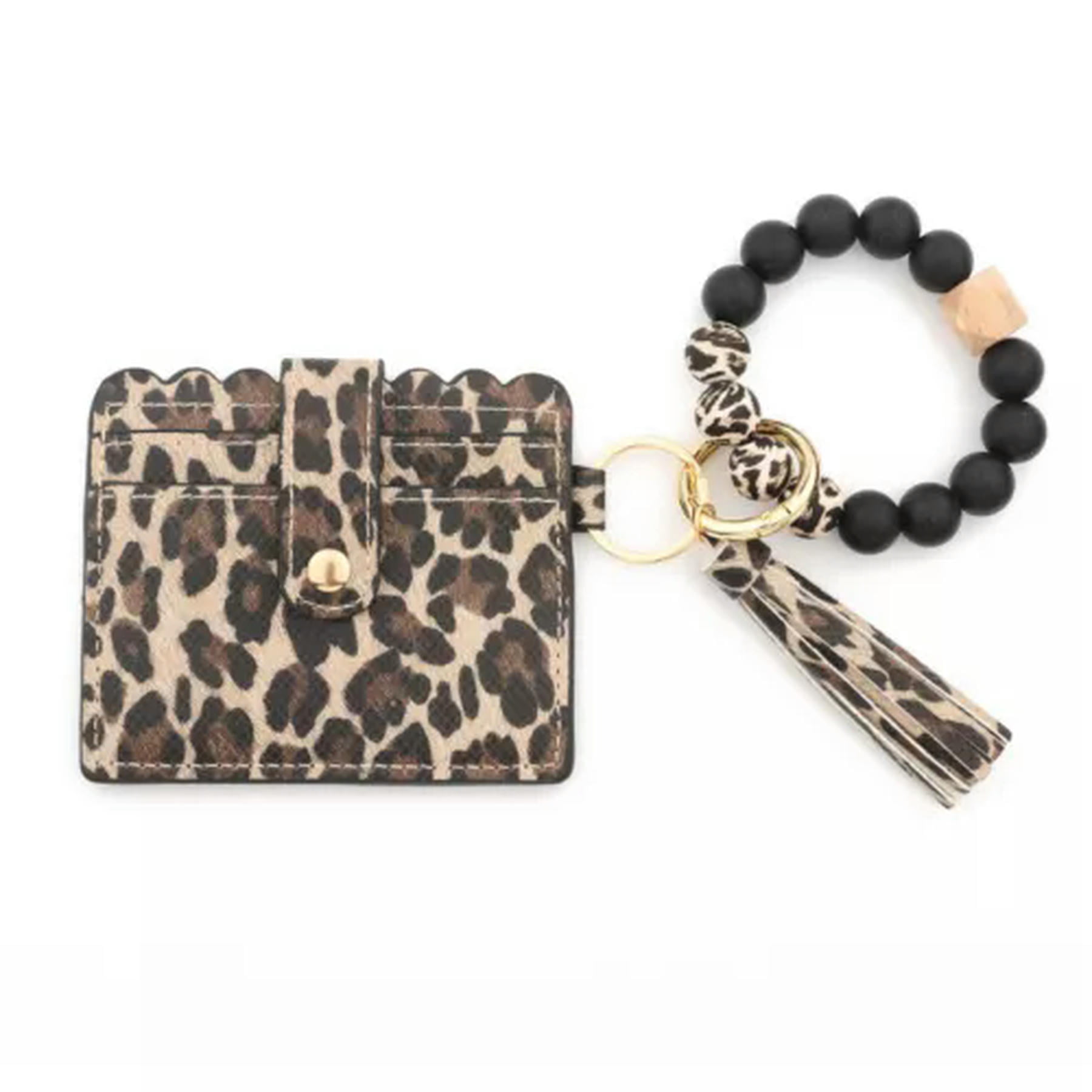Coin Purse Card Holder Wallets Silicone Wood Beaded Bangle Keychians ...