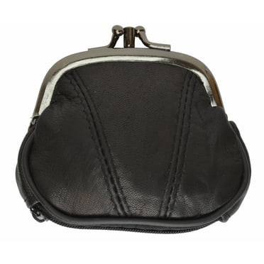 Dual Clasp Leather Coin Purse, Geunine Leather, Features Dual Goldtone ...