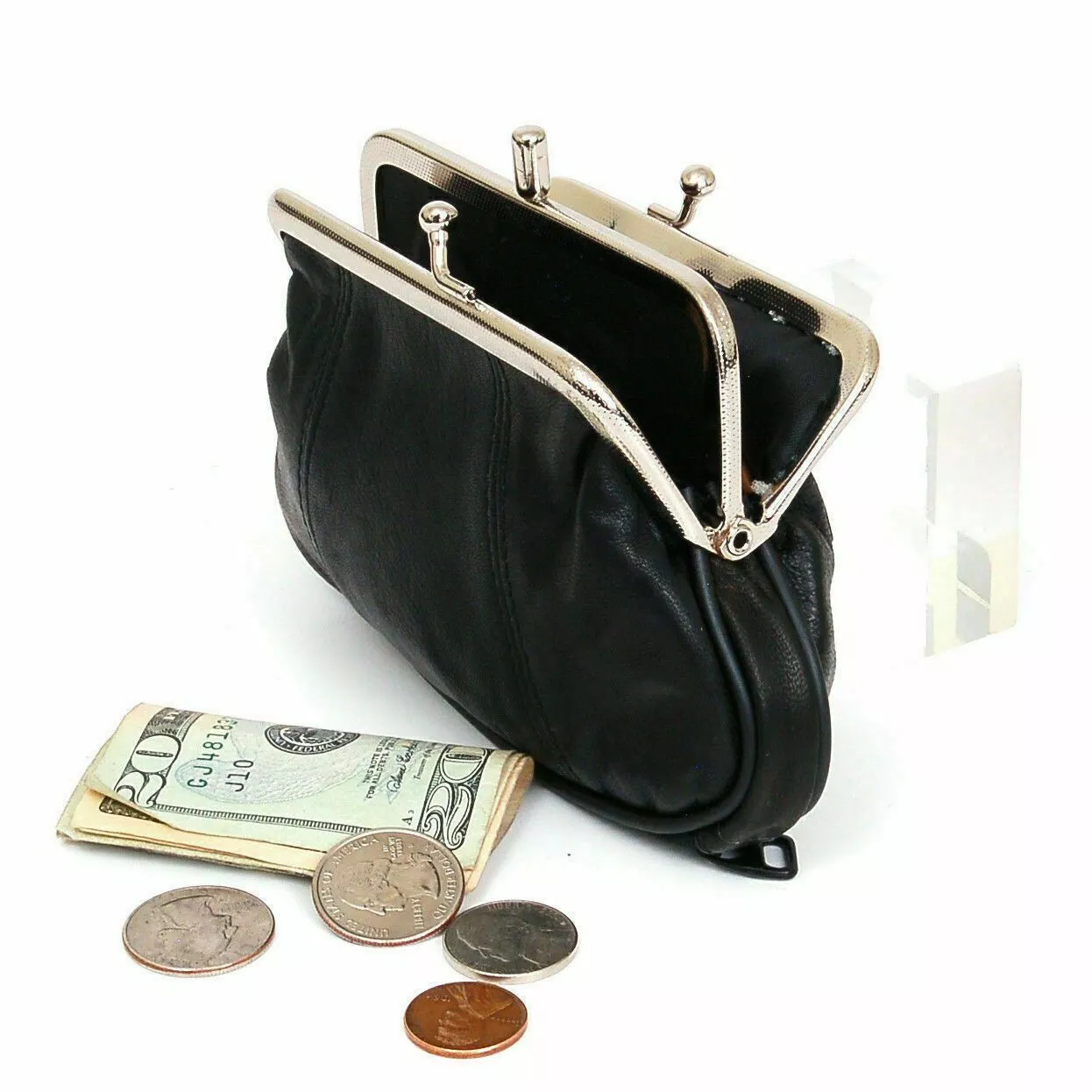 Coin Purse Double Frame with Zipper Pocket - Walmart.com