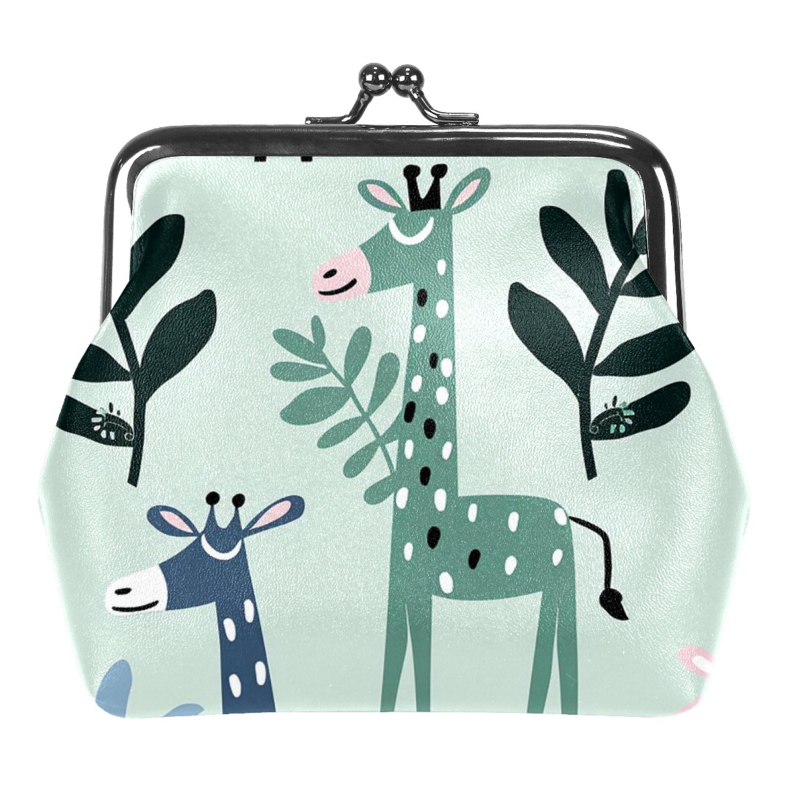 Coin Purse,Leather Small Change Purse,Cartoon Giraffe Tropical Tree ...