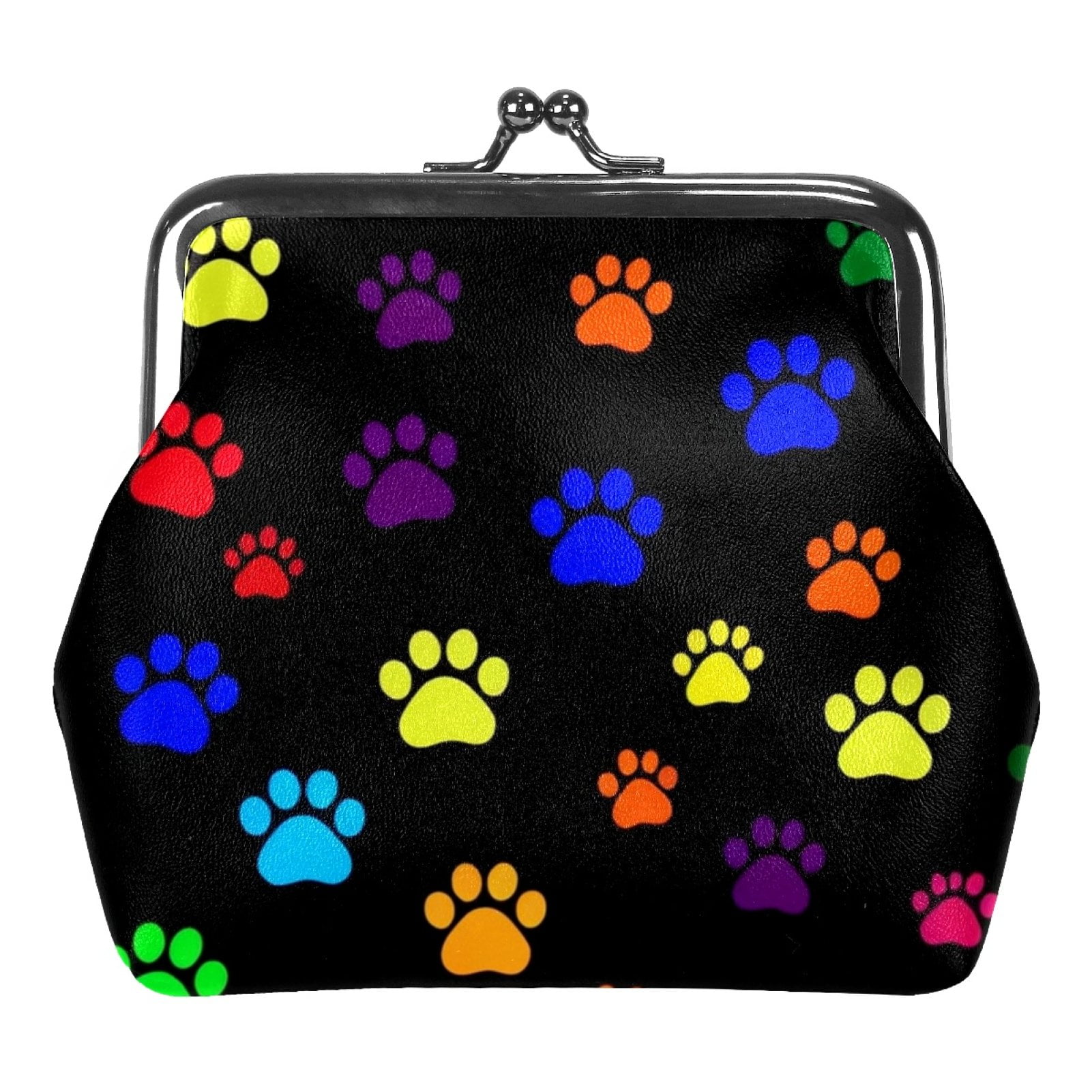 Coin Purse,Leather Small Change Purse,Colorful Paw Prints Coin Pouch ...