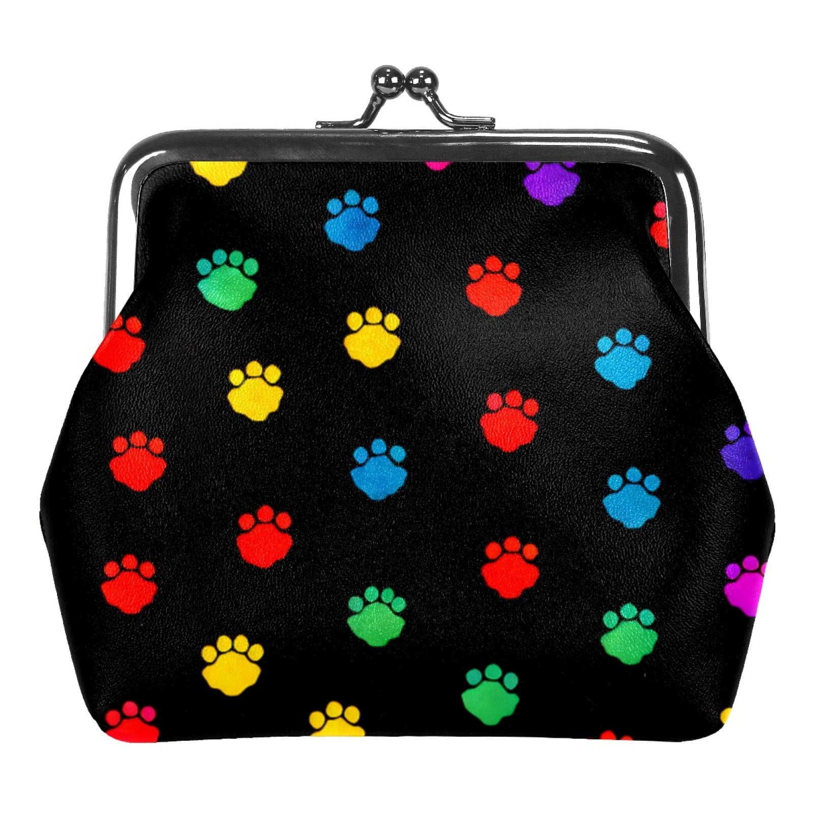 Coin Purse,Leather Small Change Purse,Dog Paw Prints Colorful Coin ...