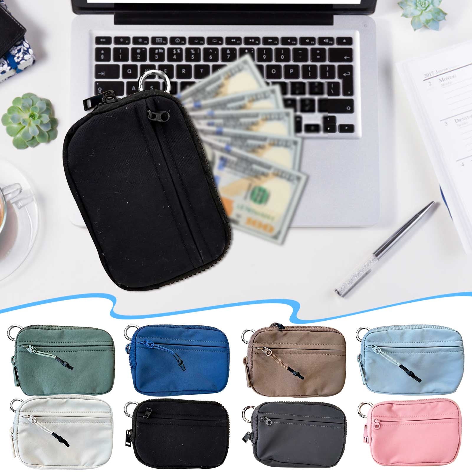 Coin Purse, Portable Nylon Leather Coin Purse with Zipper Coin Purse ...