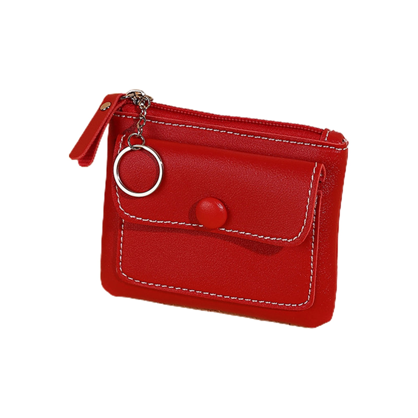 Coin Purse Short Two Pockets Large Capacity Zipper Closure Solid Color ...