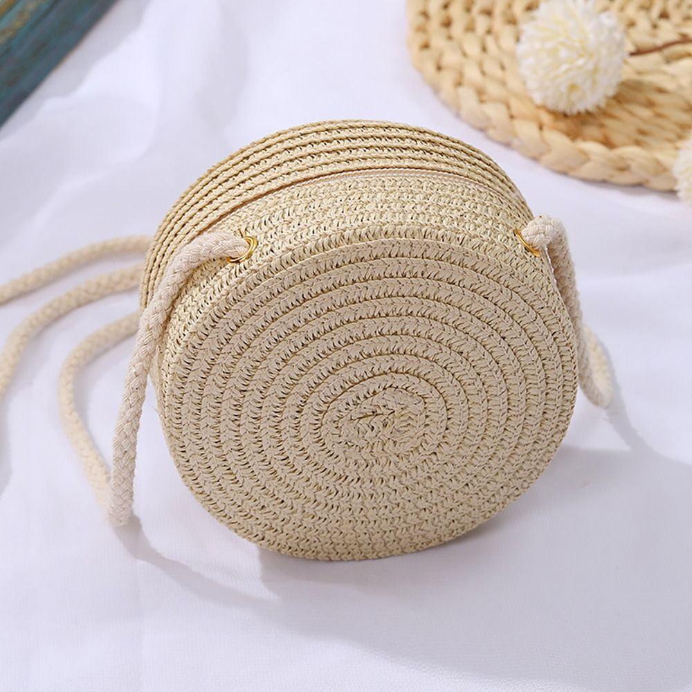 Coin Purse Women Girl Rattan Woven Shell Shape Handbag Straw Handbag ...