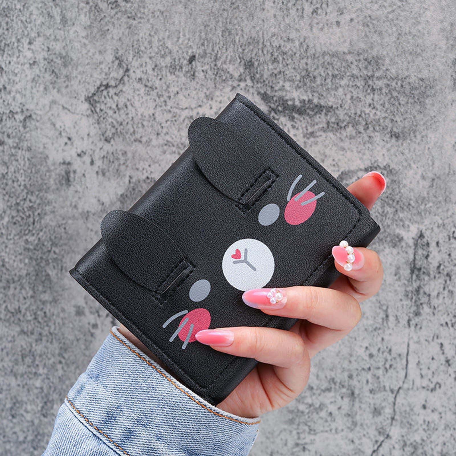 Coin Purse for Women and Girls Cute Cat Theme Wallet Card and Cash ...