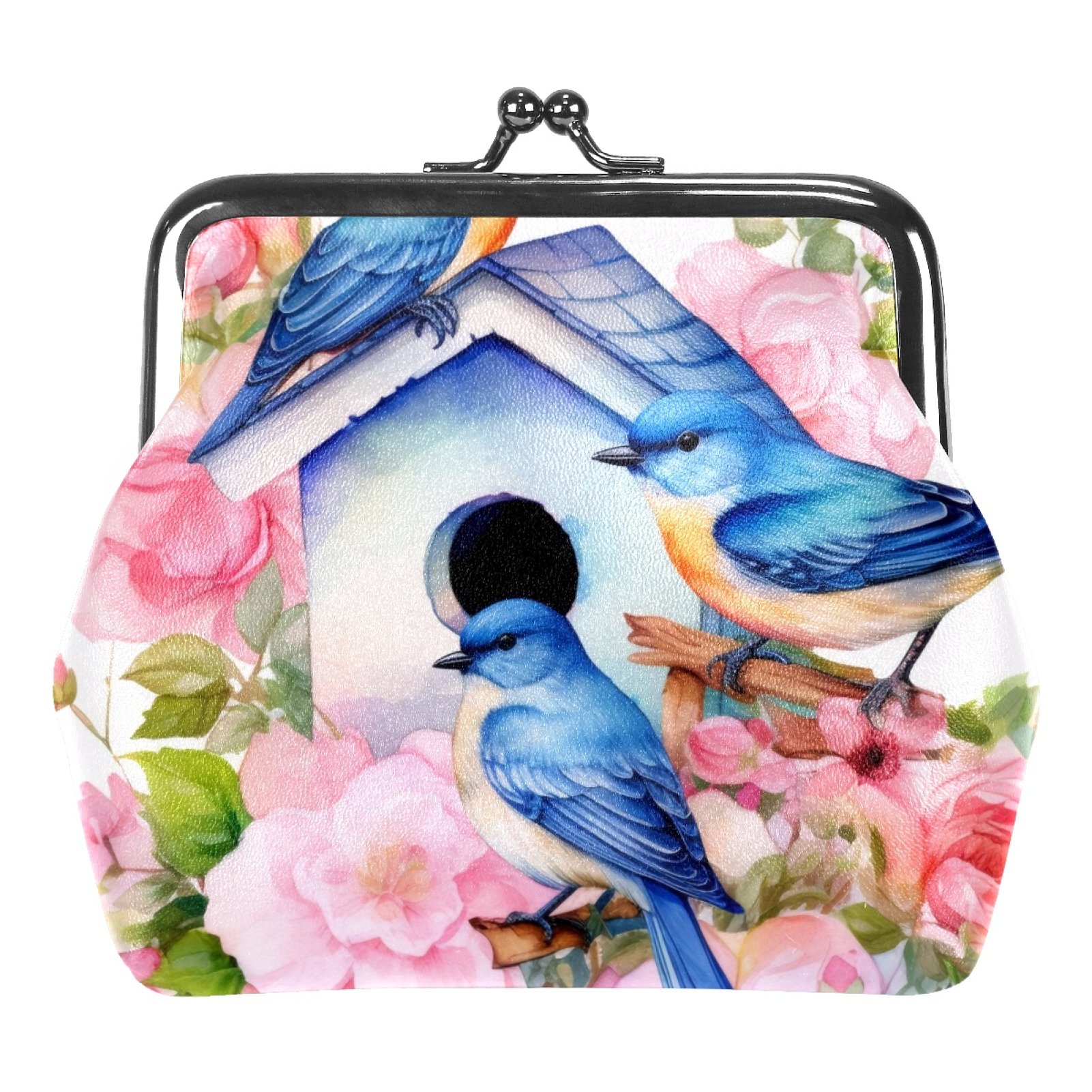 Coin Purses & Pouchese,Spring Blue Bird House Change Purse for Travel ...
