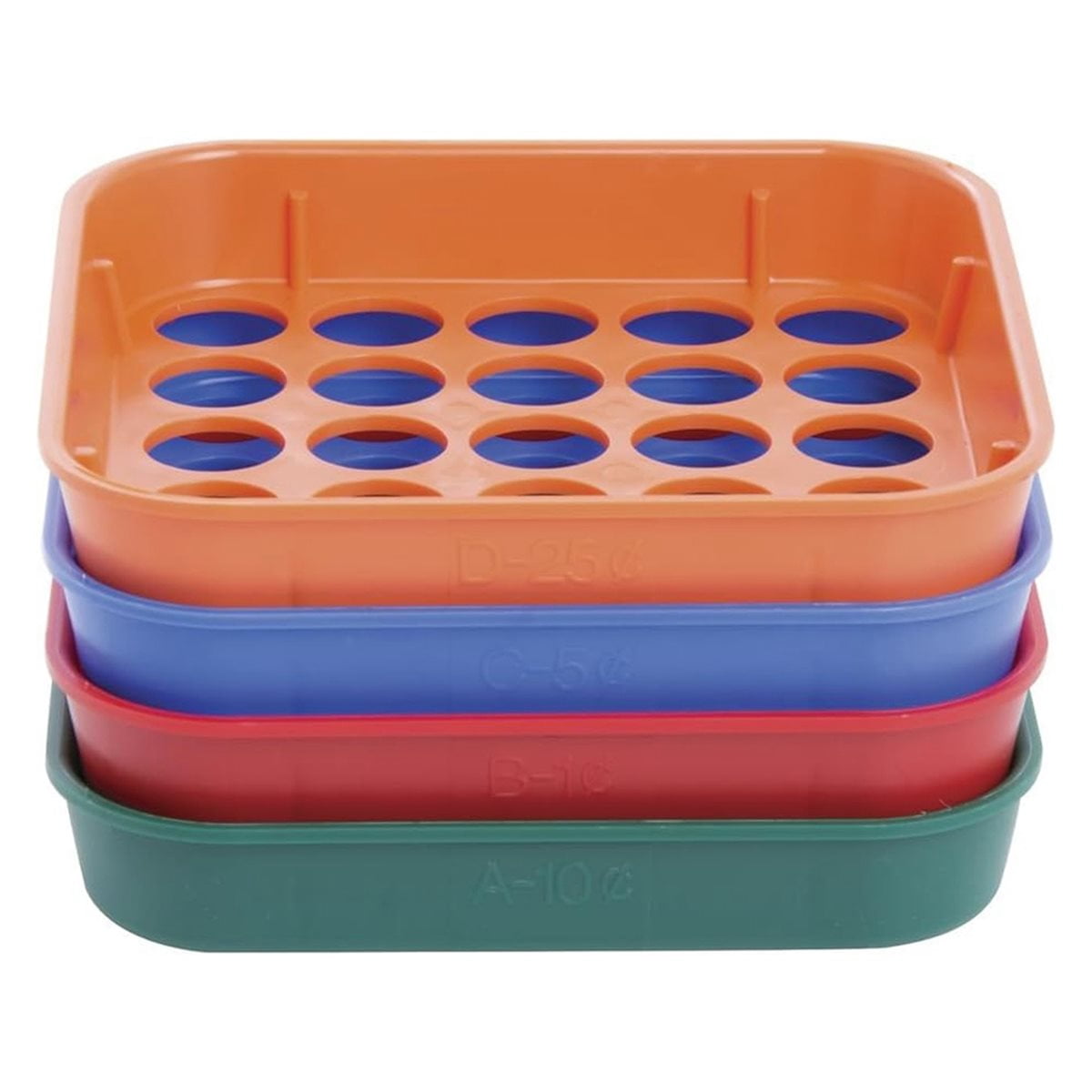 Coin Sorter Trays Plastic Construction Assorted Colors Coin Counters ...