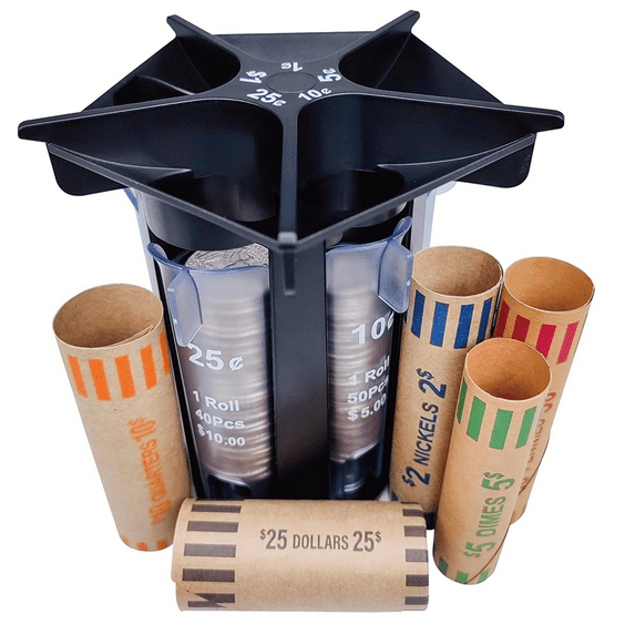 Coin Sorter Tube Counter with Wrappers,5-IN-1 Change Machine, Organizer ...