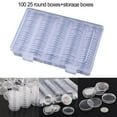 Coin Storage Box 100Pcs 25Mm Round Plastic Coin Capsule Holder Box ...