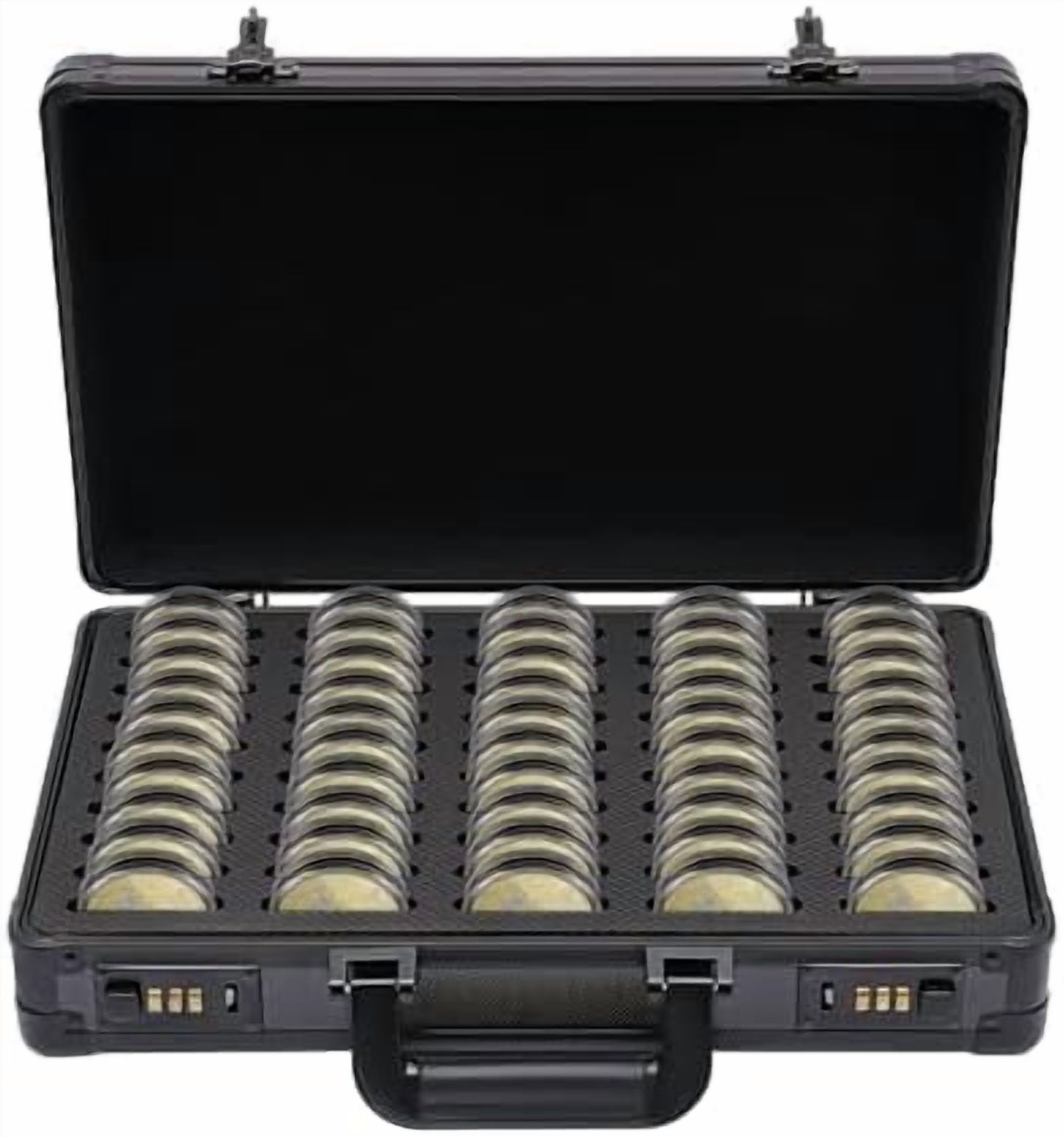 Coin Storage Box, 50 Compartments Coin Slab Case Trading Card Case Coin ...