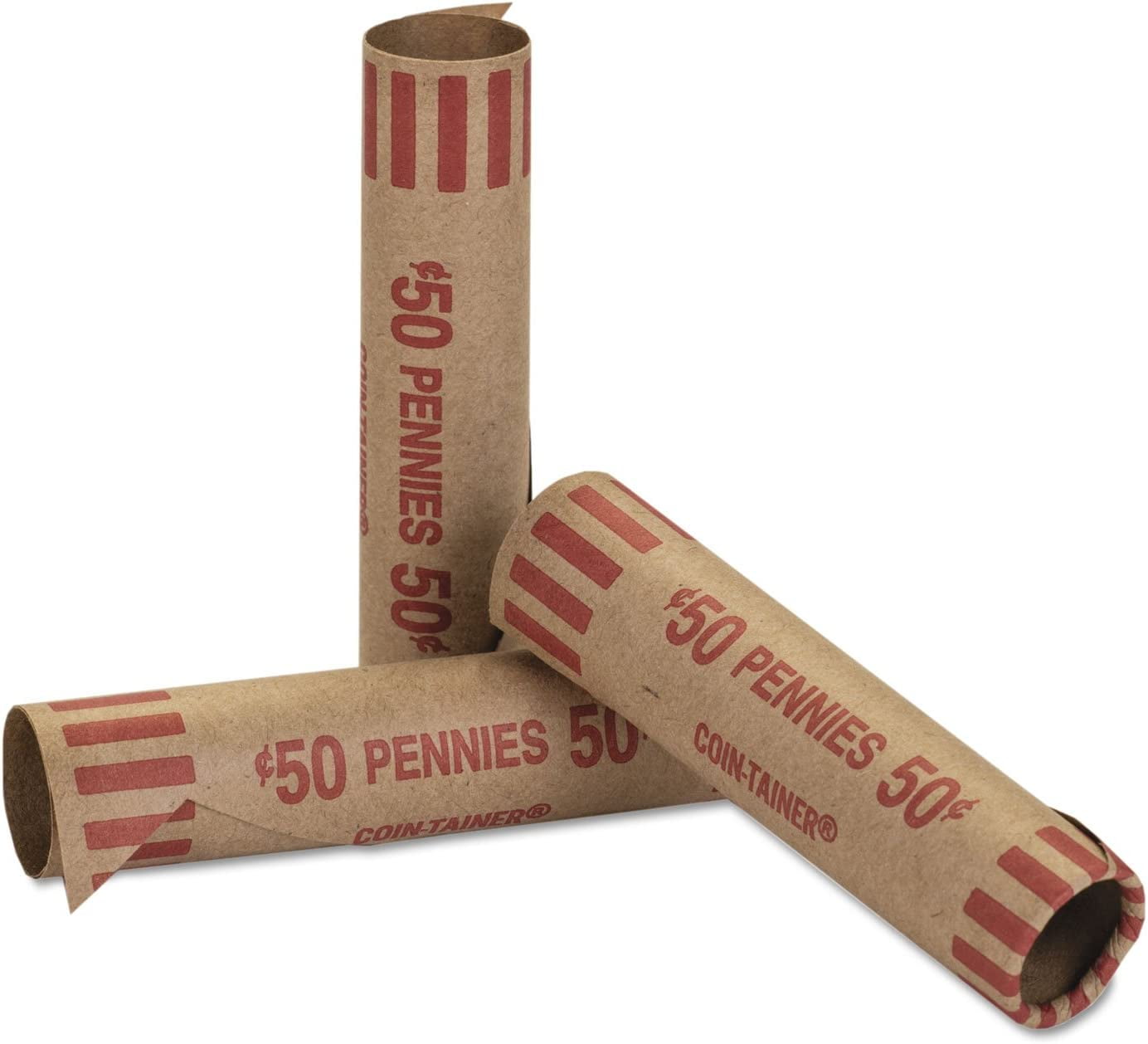 Coin-Tainer 20001 Preformed Tubular Coin Wrappers, Pennies, 50, 1000 ...
