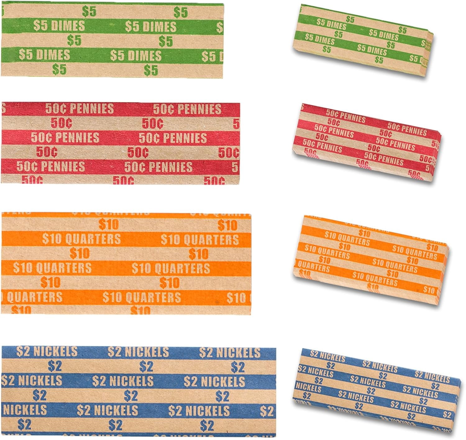 Coin Wrappers Assorted 1000 PCS Flat Coin Rolls Wrappers Including 300 ...