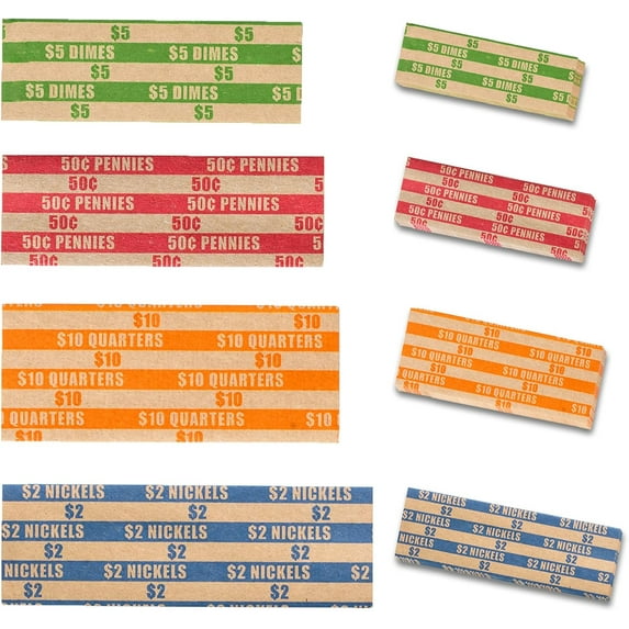 Coin Wrappers Assorted 1000 PCS Flat Coin Rolls Wrappers Including 300 ...