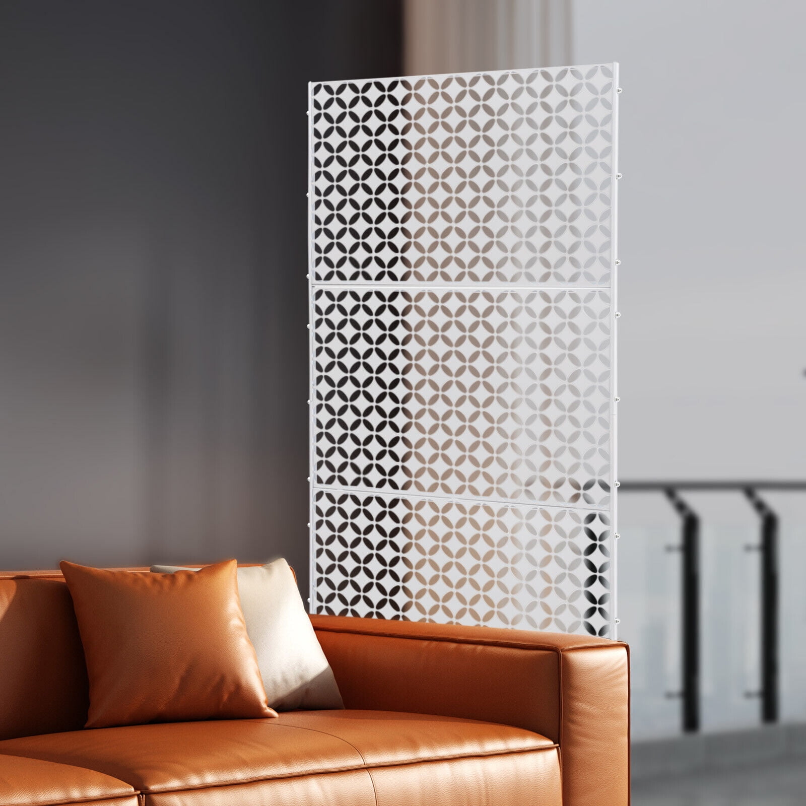 Coin-shaped White Steel Privacy Screen, Decorative Privacy Screen ...