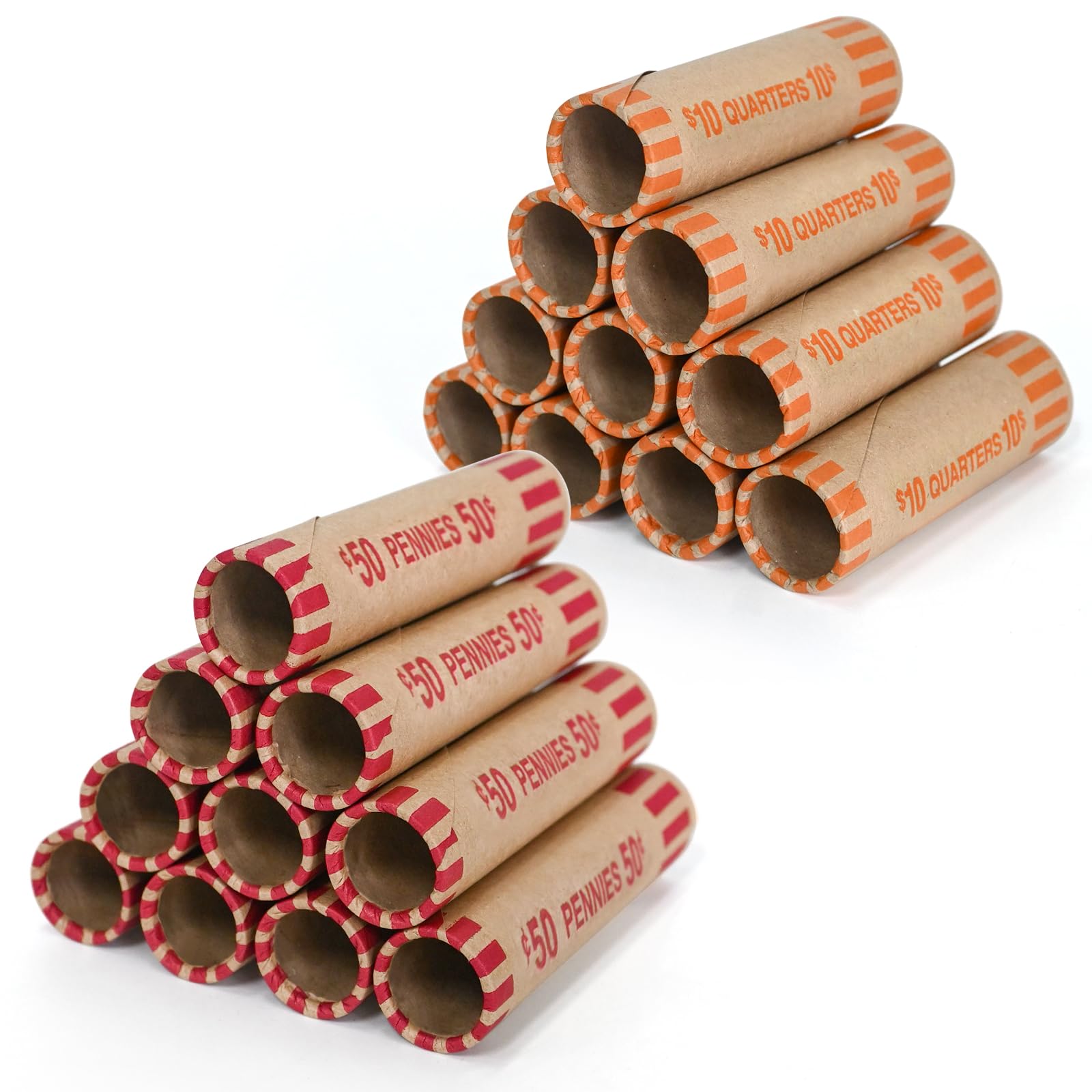 Coin wrappers rolls for pennies and quarters, 144 pcs preformed coin ...
