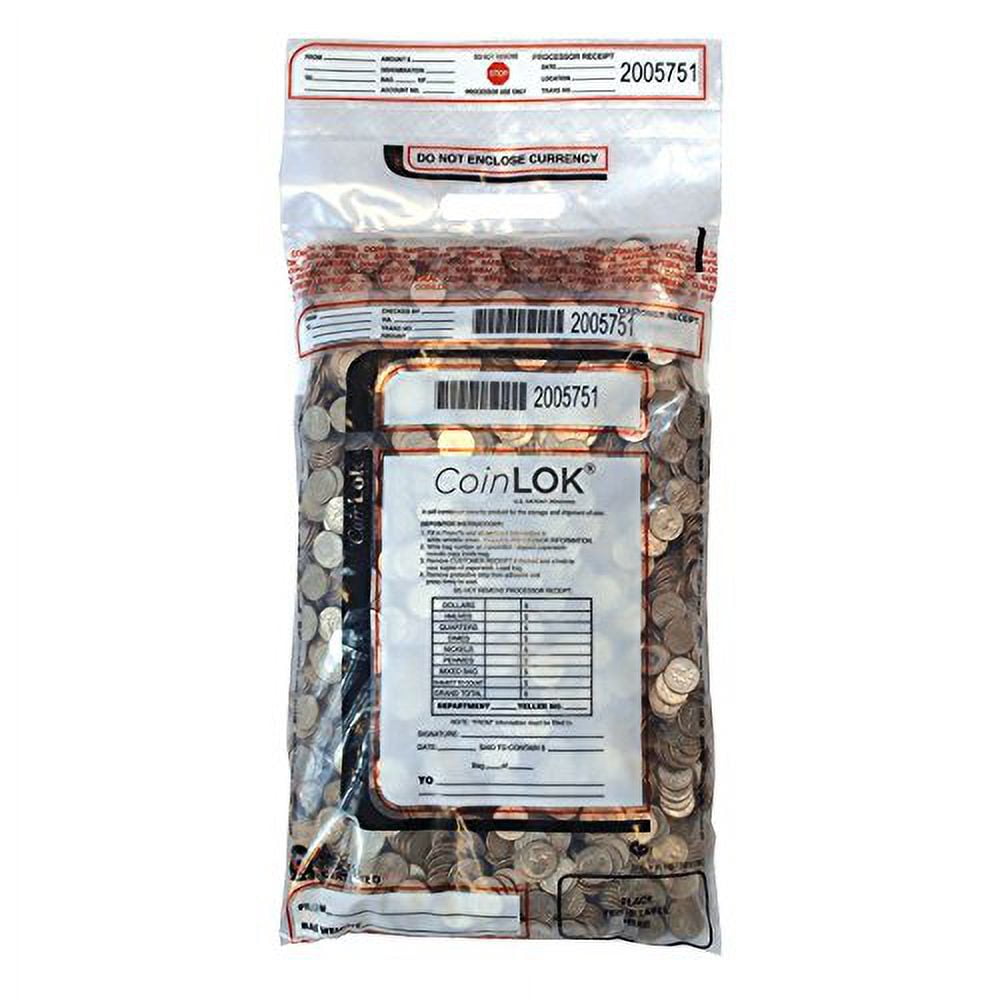 CoinLOK Tamper Evident Coin Bags, 14 1/2" x 25", Clear, Pack Of 50 ...