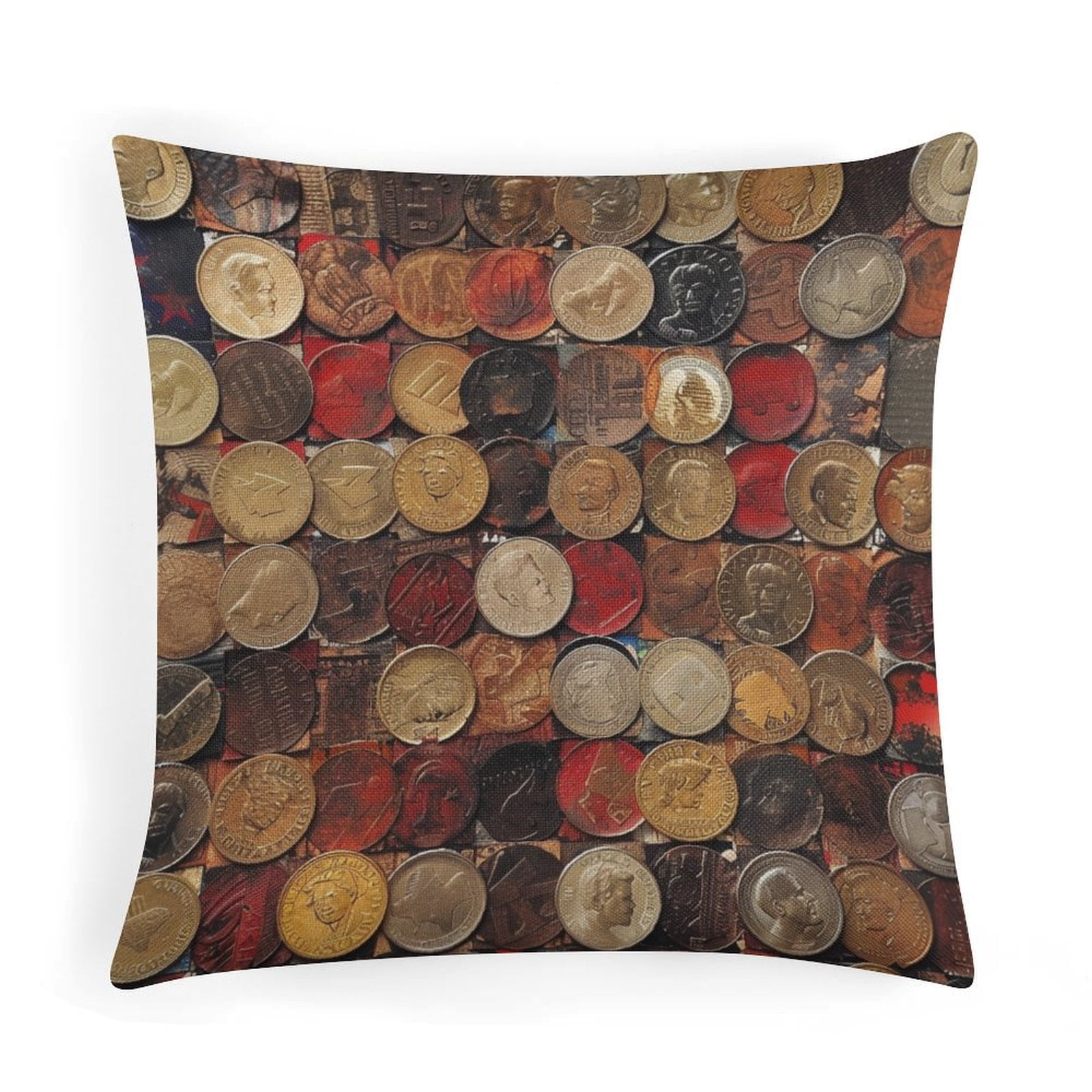 Coins Farmhouse Pillow Covers 20x20 Inch - Dollar Bill Decor Couch ...
